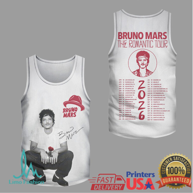 Bruno Mars The Romantic Tour 2026 Official Concert Merchandise ...
