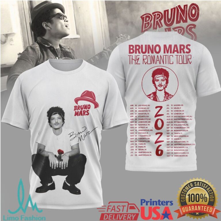 Bruno Mars The Romantic Tour 2026 Official Concert Merchandise ...