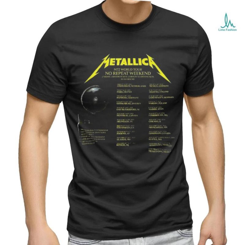 Metallica Rock Band M72 World Tour 2023 Merch Metallica M72 World Tour No Repeat Weekend Shirt ...