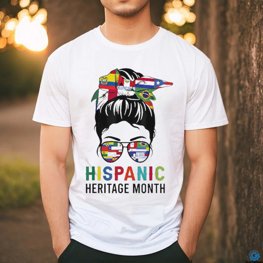 National Hispanic Heritage Month Messy Bun Latin Flags Shirt Limotees