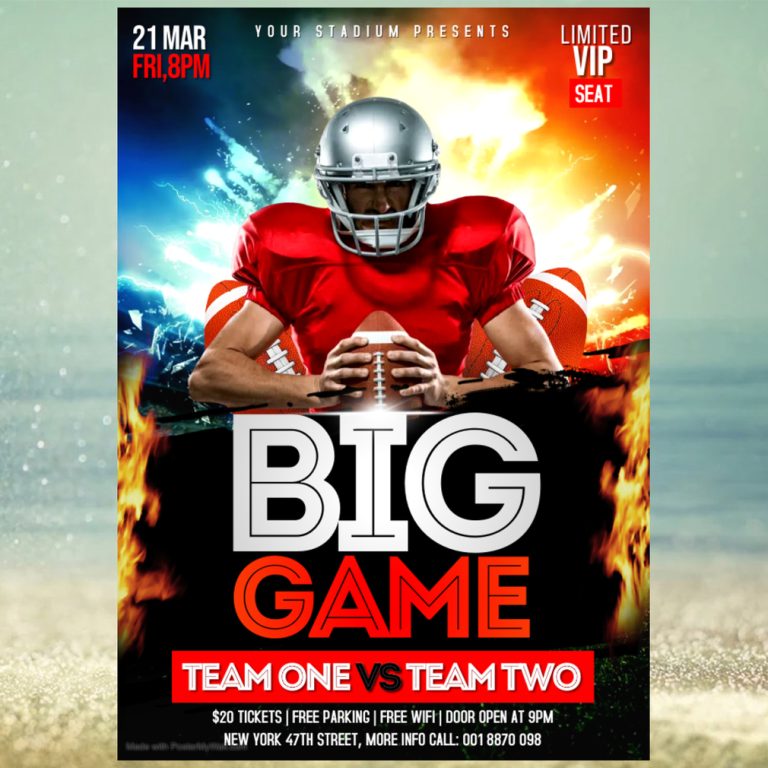 american football big game flyer Poster, hoodie, sweater, long sleeve ...