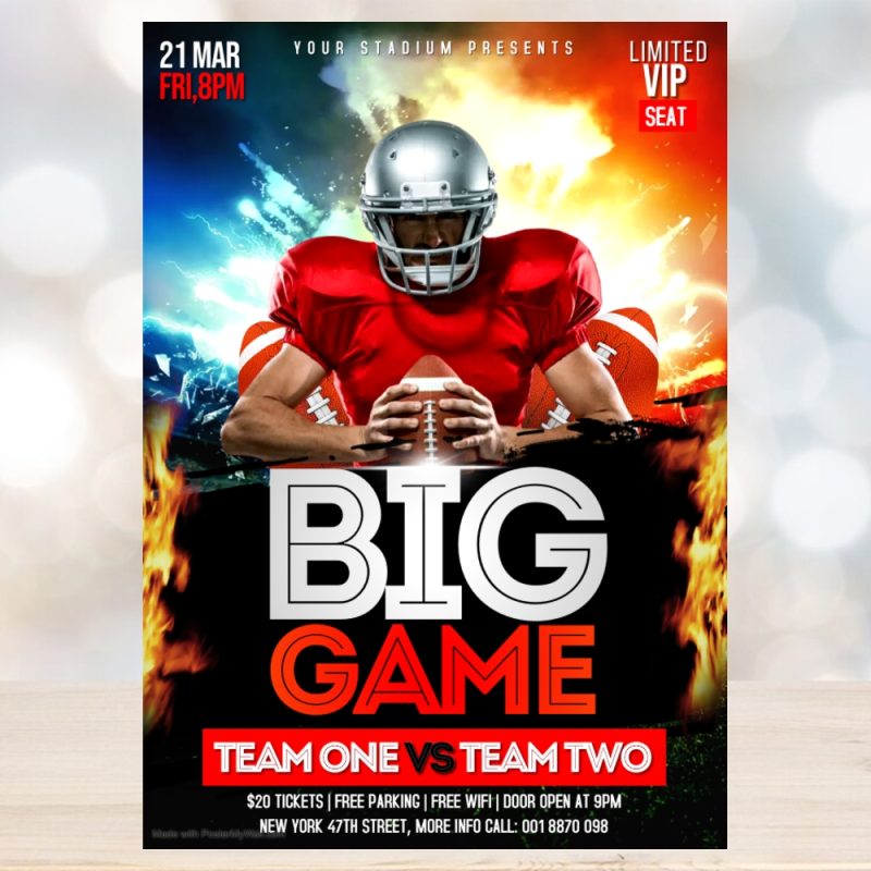 american football big game flyer Poster, hoodie, sweater, long sleeve ...