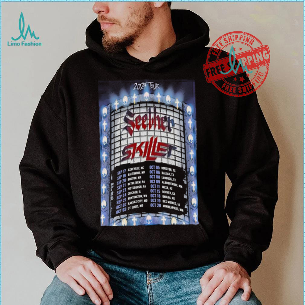 Seether Skillet 2024 Tour Poster Shirt, hoodie, sweater, long sleeve ...
