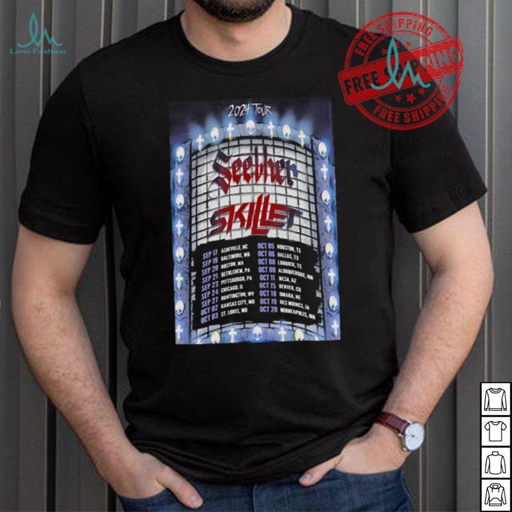 Seether Skillet 2024 Tour Poster Shirt, hoodie, sweater, long sleeve ...